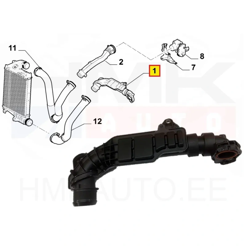 Turbocharger air pipe OEM Citroen/Peugeot 1,5BlueHDi DV5R @ Hmk Auto